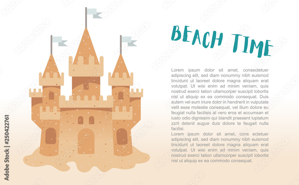 Sand castle illustration. Stock Vector | Adobe Stock