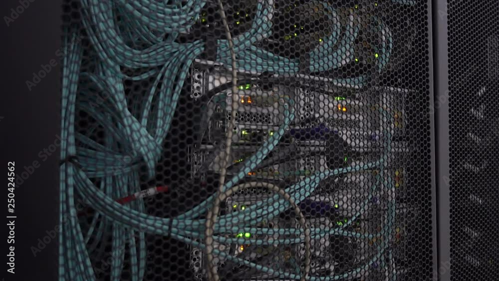 Computer network, cloud technology or modern data center. Defocused ...