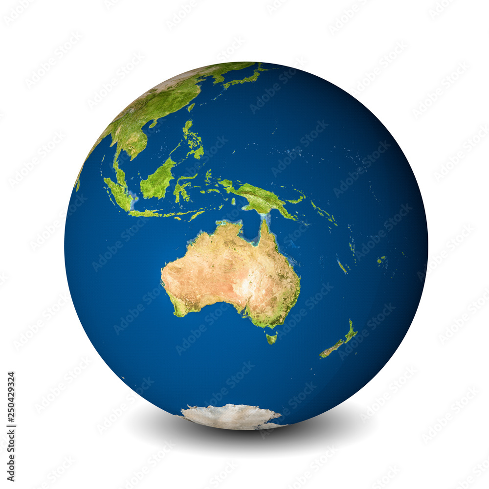 Earth globe isolated on whitebackground. Satellite view focused Stock ...