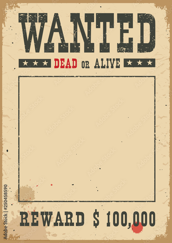 Wanted poster.Vector western illustration on white Stock Vector | Adobe ...