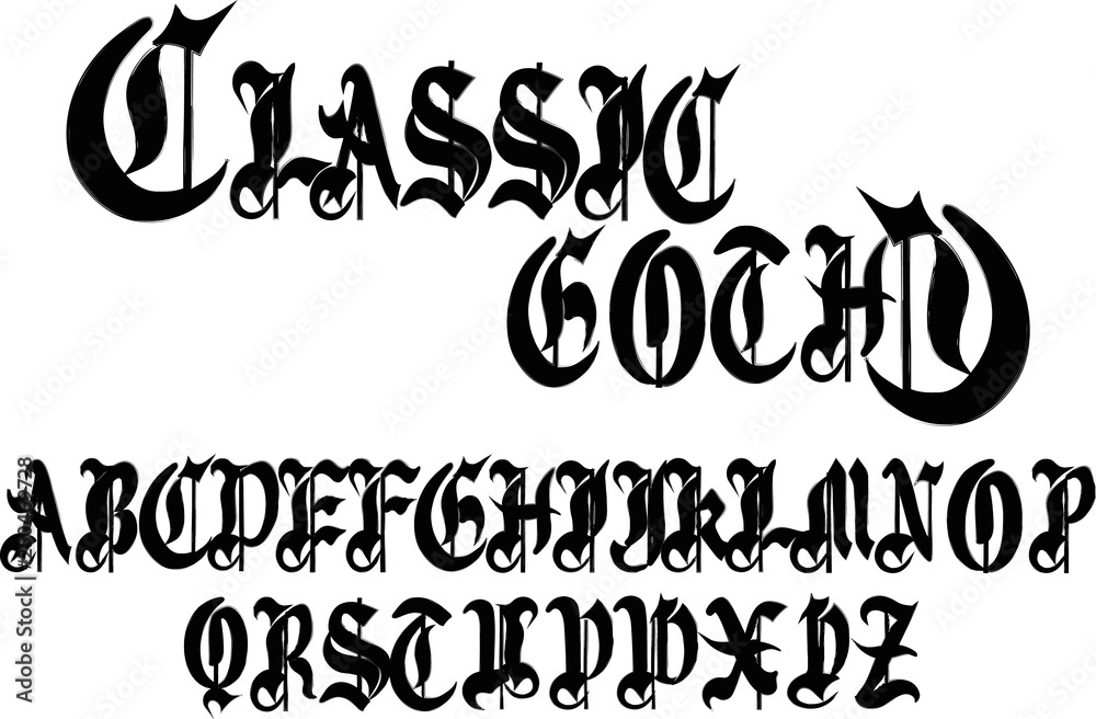 Classic gothic font - Vintage alphabet Stock Vector | Adobe Stock