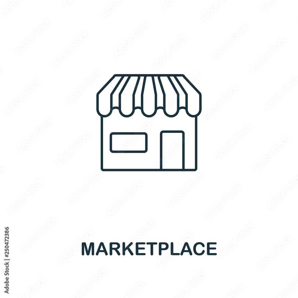 Marketplace outline icon. Thin line element from crowdfunding icons ...