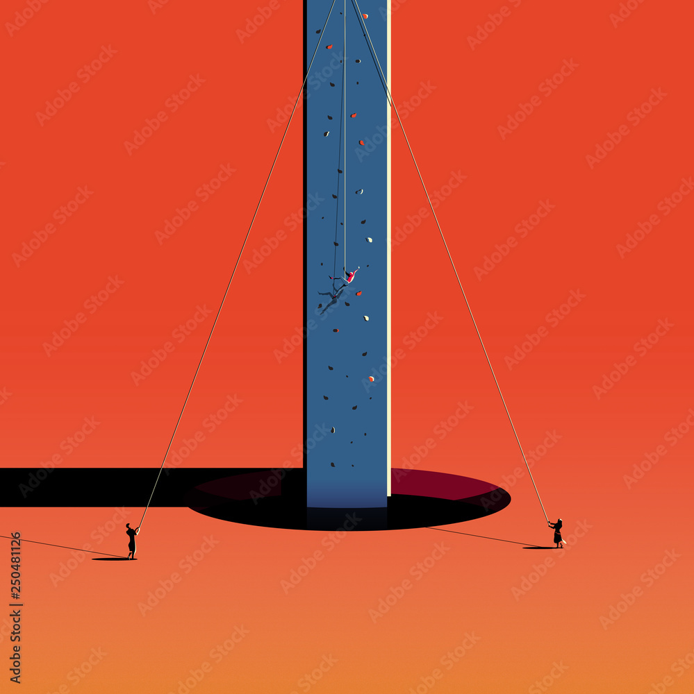 People climbing pillar Stock Illustration | Adobe Stock