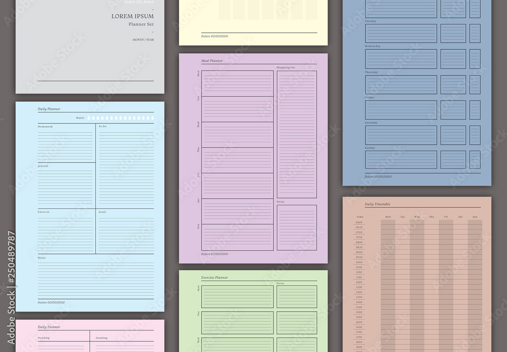 Colorful Planner Layout Set Stock Template | Adobe Stock