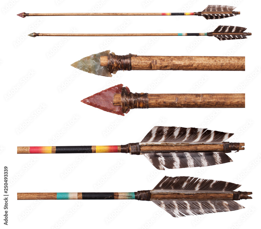 Handmade native American replica arrows isolated on white Stock Photo ...