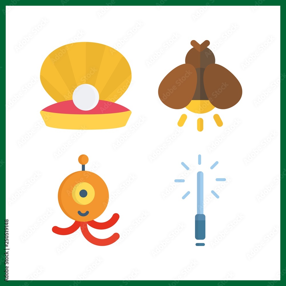 4 glow icon. Vector illustration glow set. lightsaber and pearl icons ...