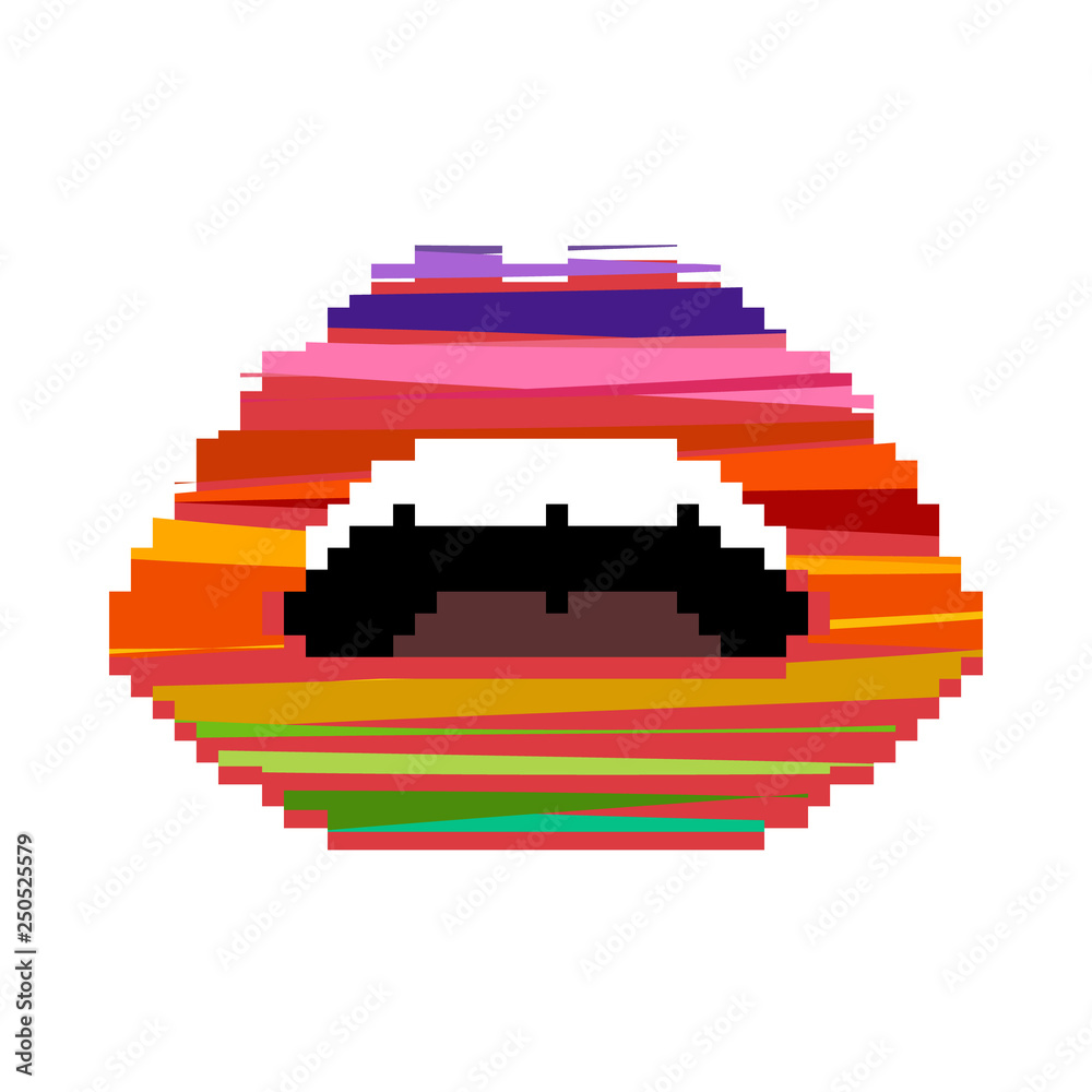 Vector lips. Open mouth. Pixel art and glitch style. 8-bit. Stock ...