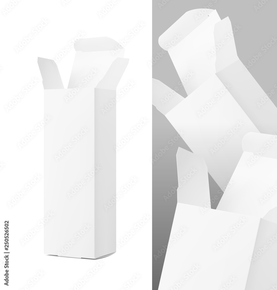 Realistic open cardboard box mockup. Vector illustration isolated on ...