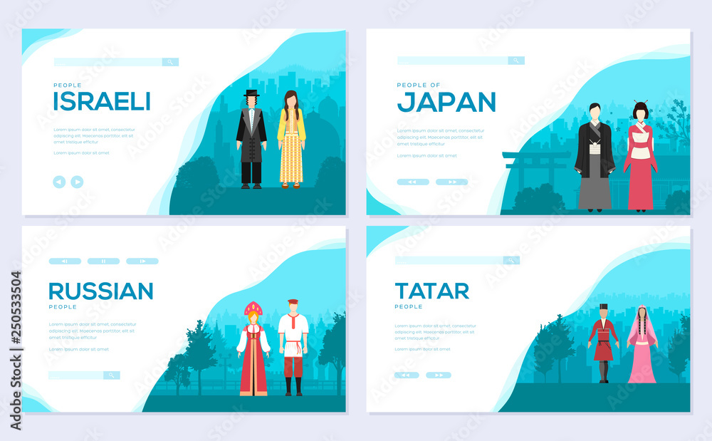 couples from different countries of the world. Traditional clothing of ...