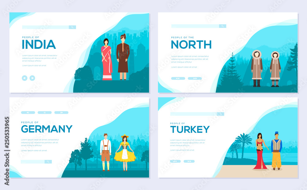 couples from different countries of the world. Traditional clothing of ...