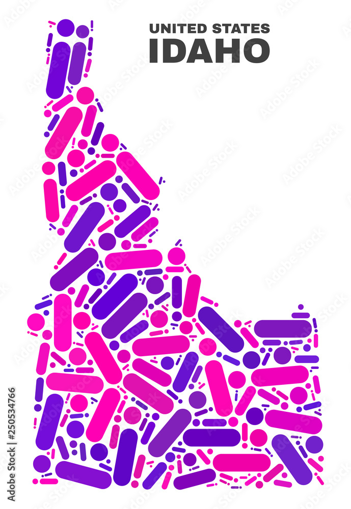 Mosaic Idaho State map isolated on a white background. Vector ...