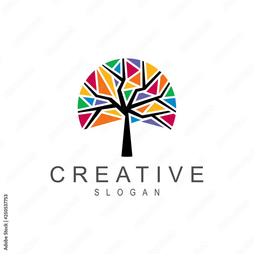 mosaic tree logo, colorful crystal tree logo Stock Vector | Adobe Stock