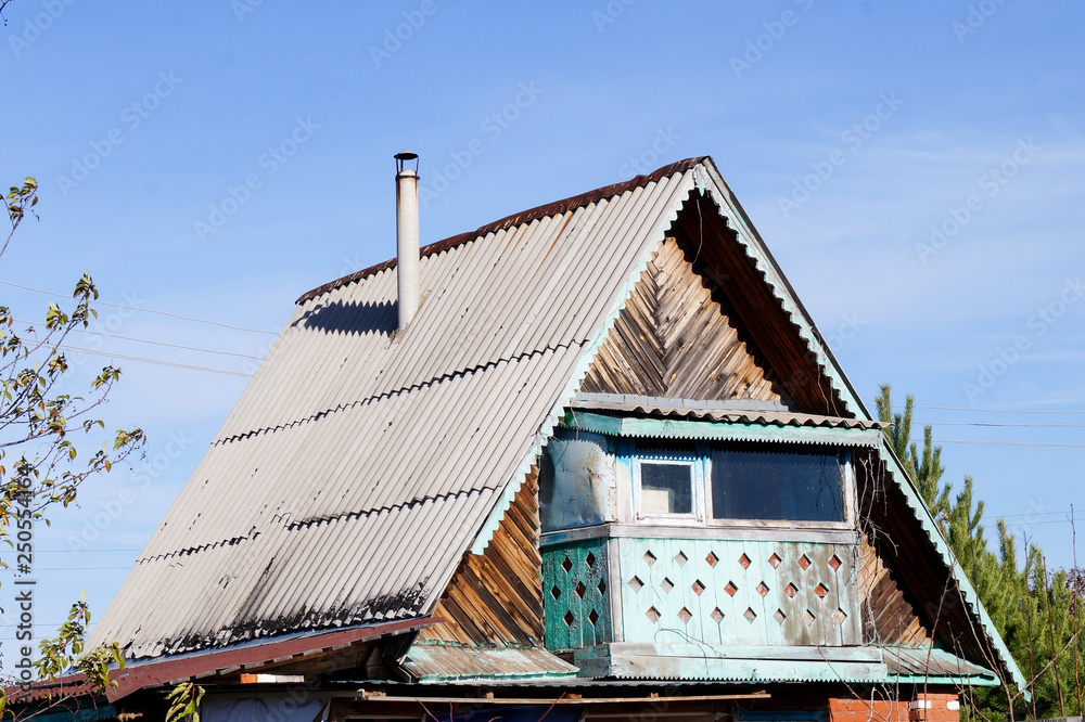 old abandoned one-story house with a roof of slate. Stock Photo | Adobe ...
