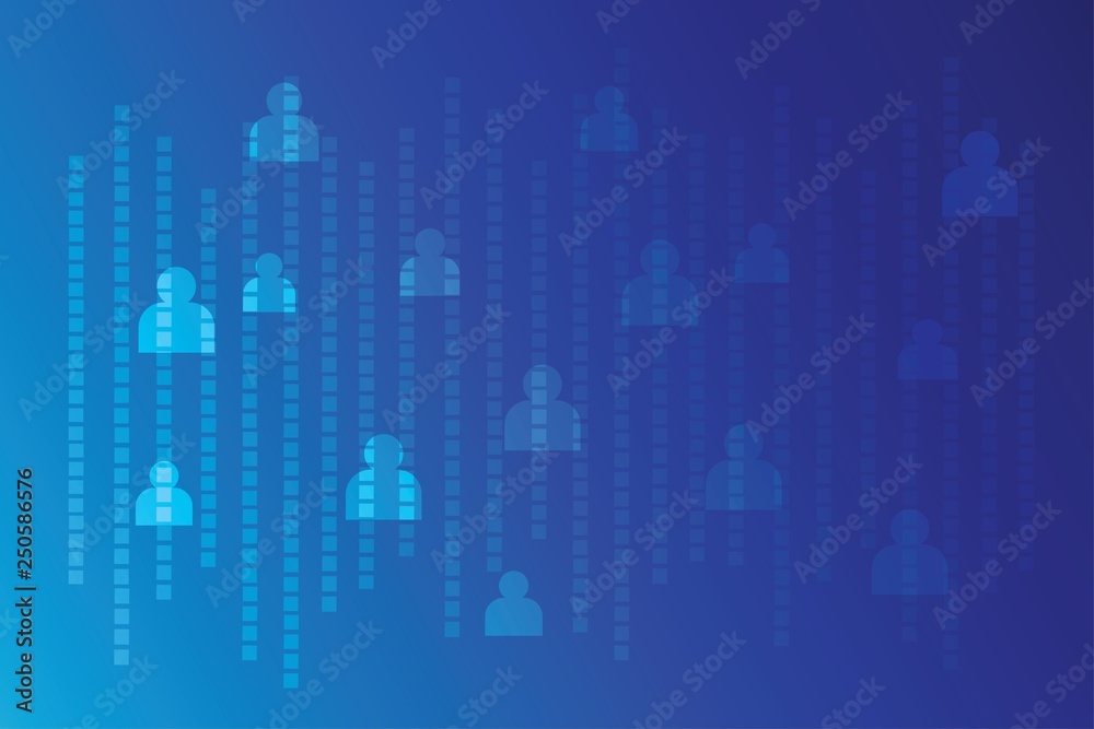 Database background. Square dot graph and people icon on blue gradient ...