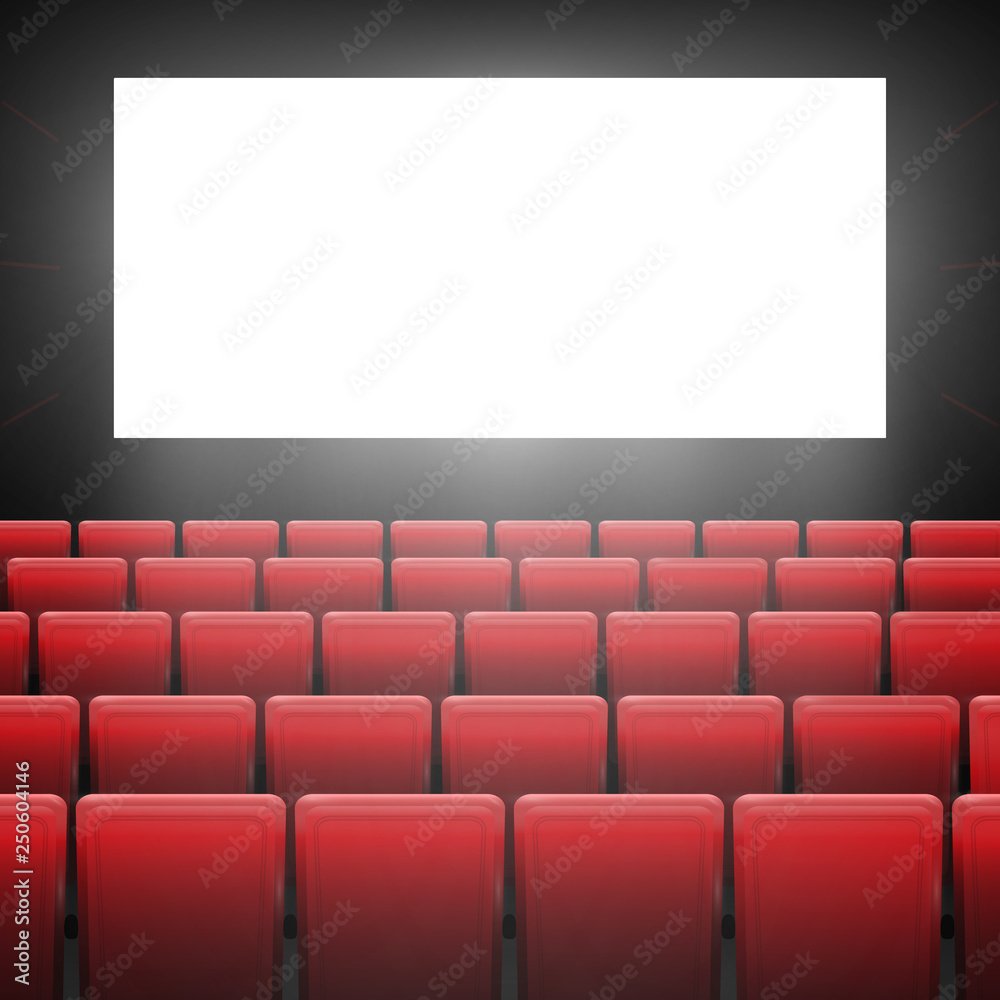 Movie cinema screen with red seats. Graphic concept for your design.Movie cinema premiere poster ...