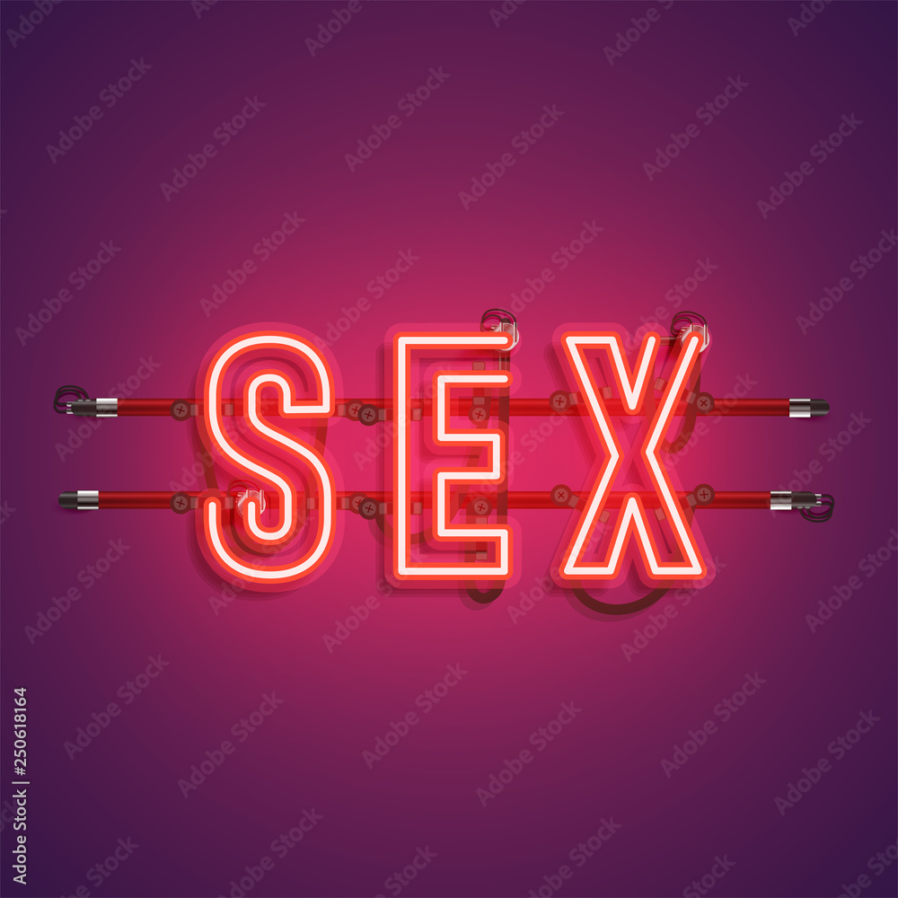 Vetor de High-detailed realistic neon word, vector illustration do ...