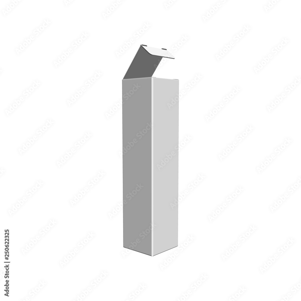 White Box, clear, blank, isolated Box mock up on white background with ...