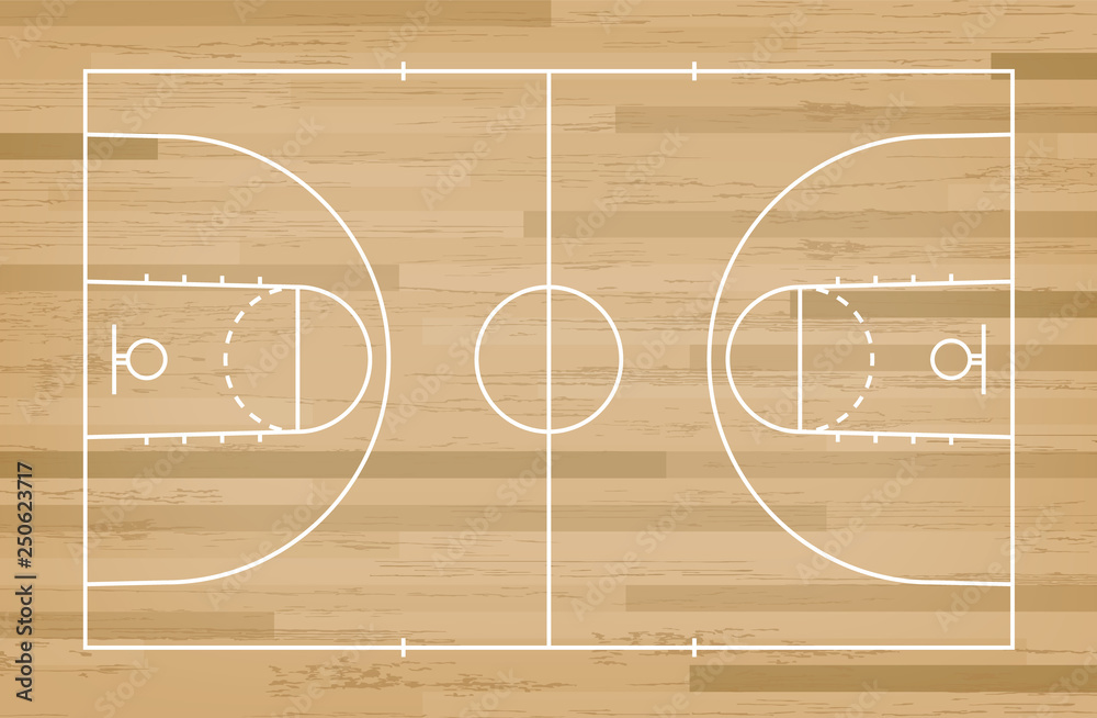 Basketball court floor with line on wood pattern texture background ...