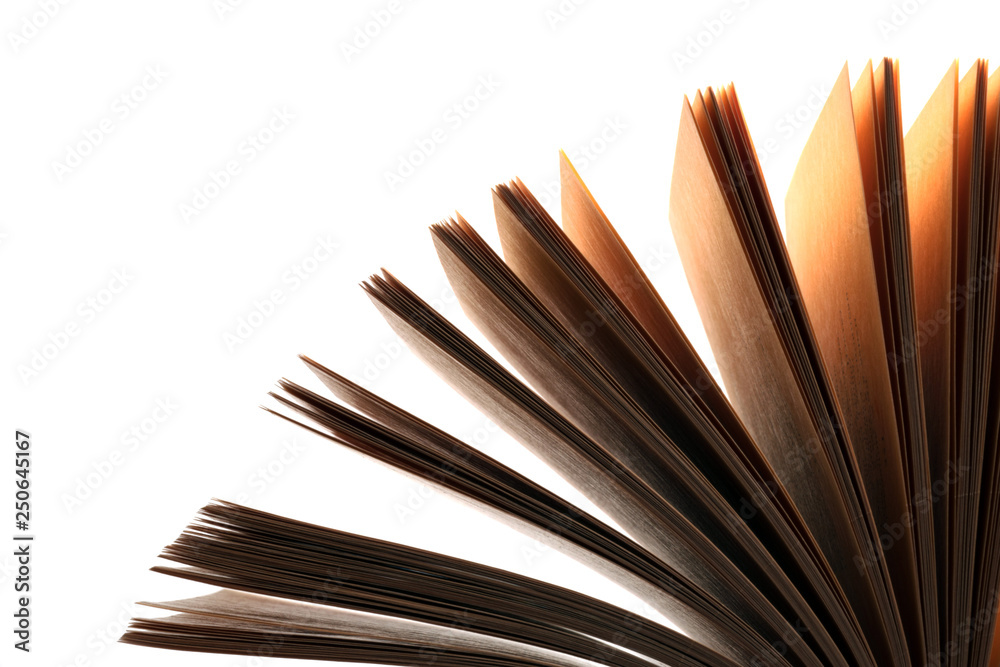 Reading and education concept. Sheets of book full of mysteries ...