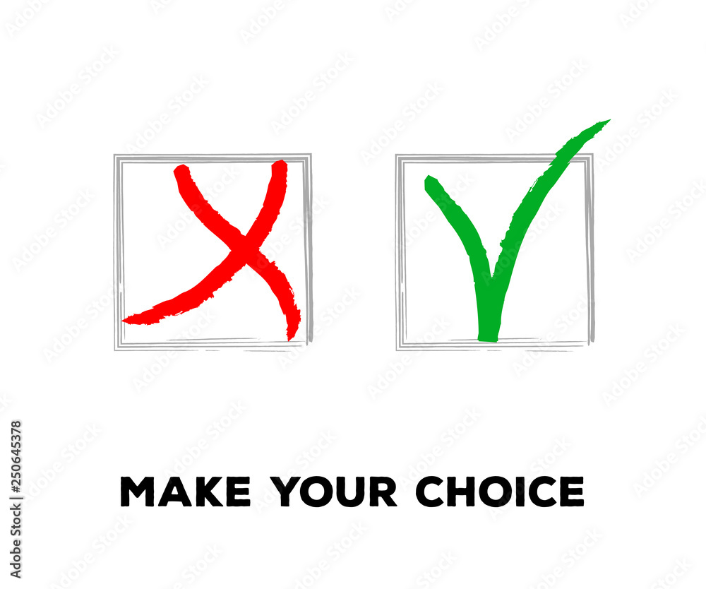 Yes and No Vector Set Square Frames, Isolated. Hand Painted Election ...