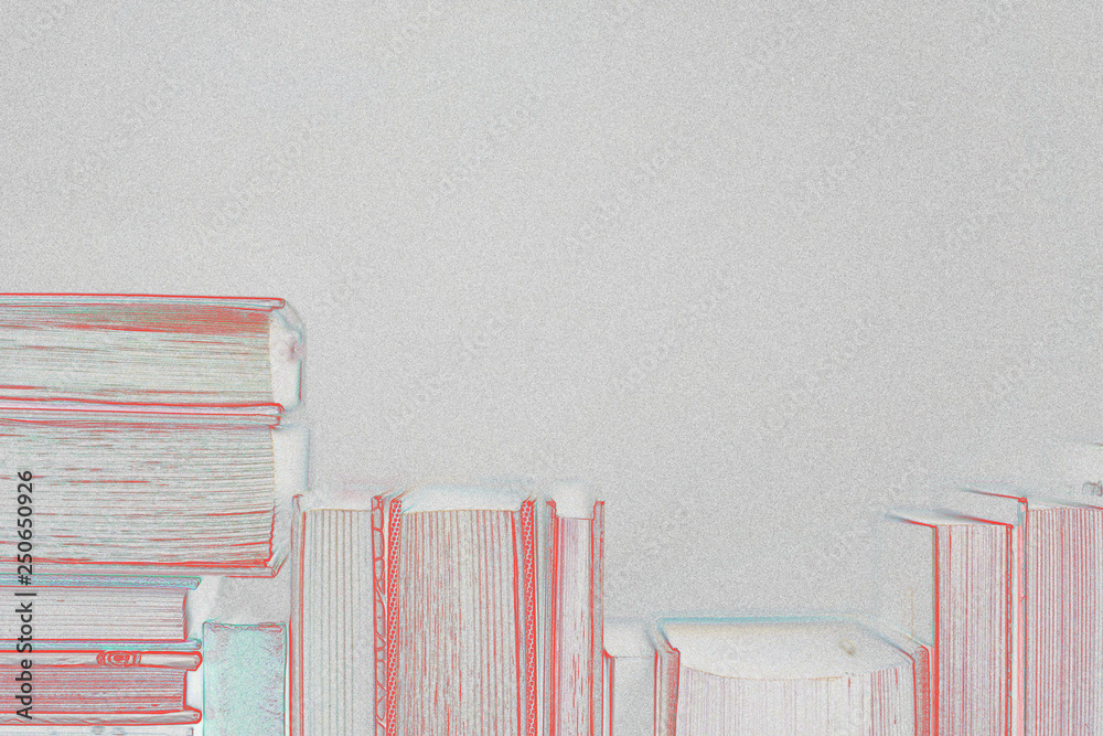 Education concept. Graphic bookshelf with row of important books on ...