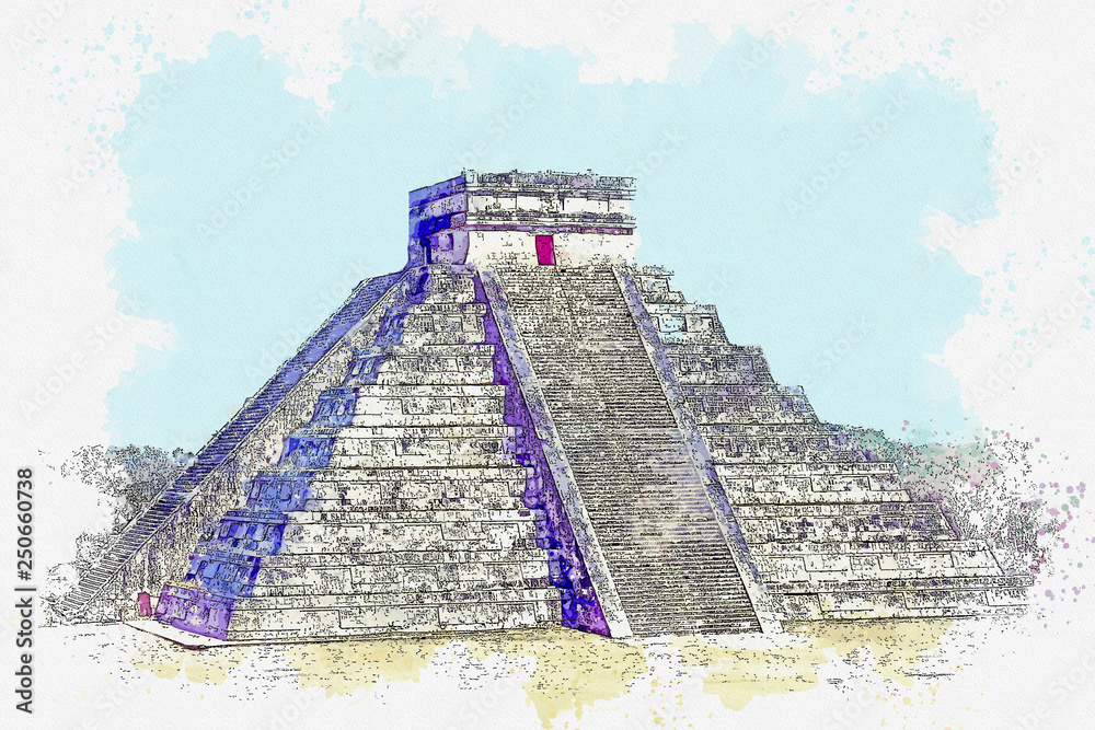 Mayan Architecture Drawing