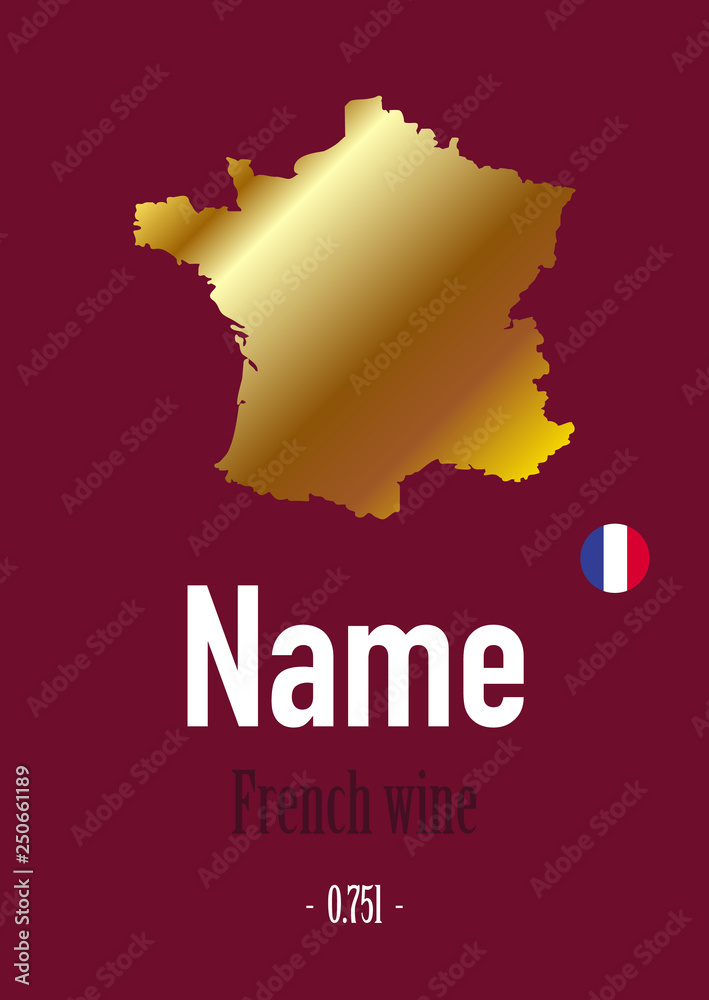 label, sticker for a wine bottle, with a map and symbol of the flag of ...
