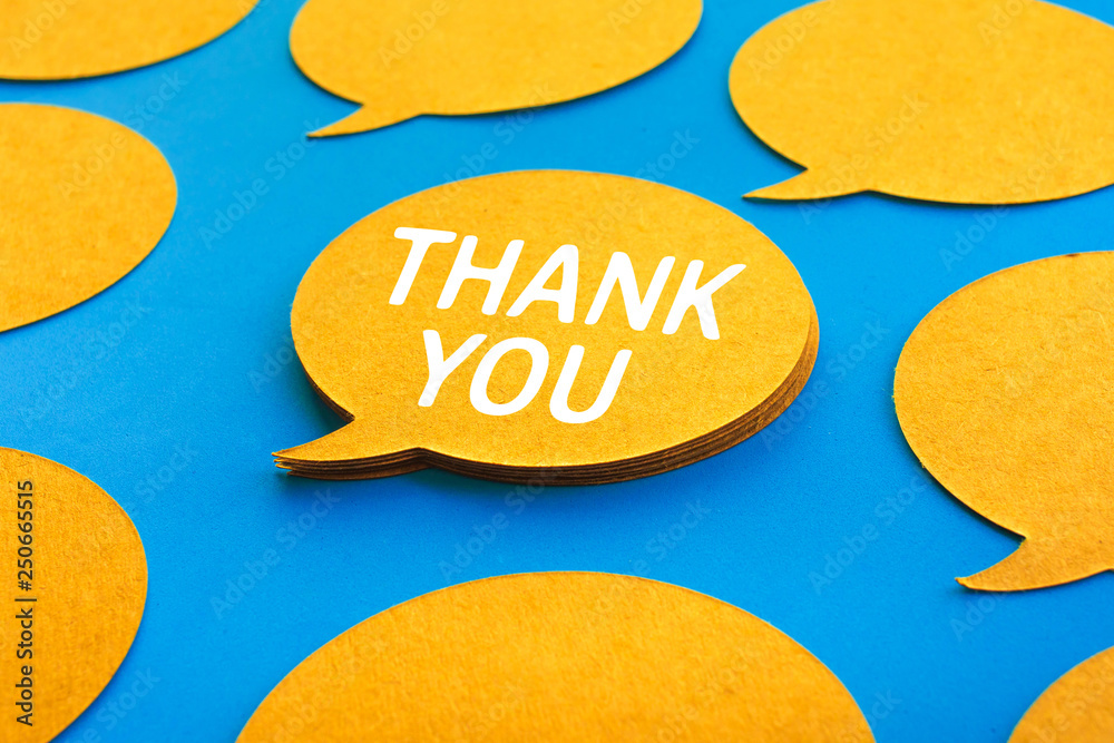 Thank you concepts with chat,speech bubble icons on blue color ...