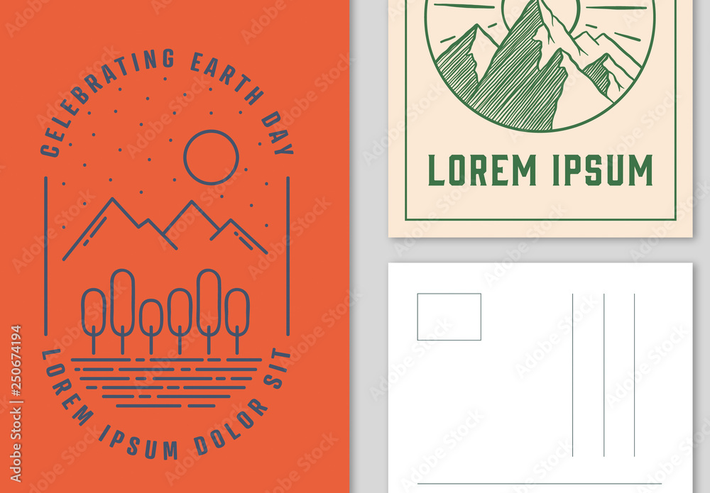 Illustrated Earth Day Postcard Layouts Stock Template | Adobe Stock