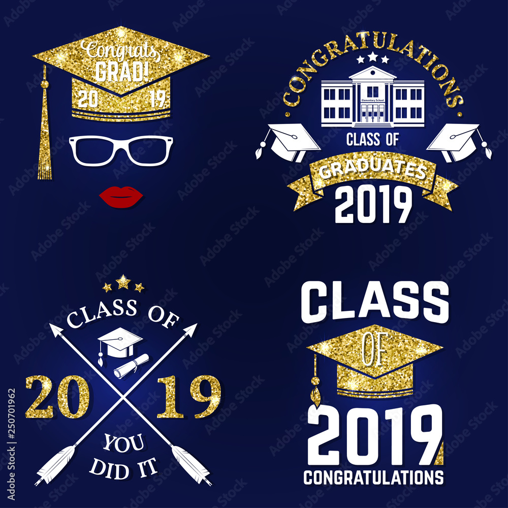 Vector Class of 2019 badge. Concept for shirt, print, seal, overlay or ...
