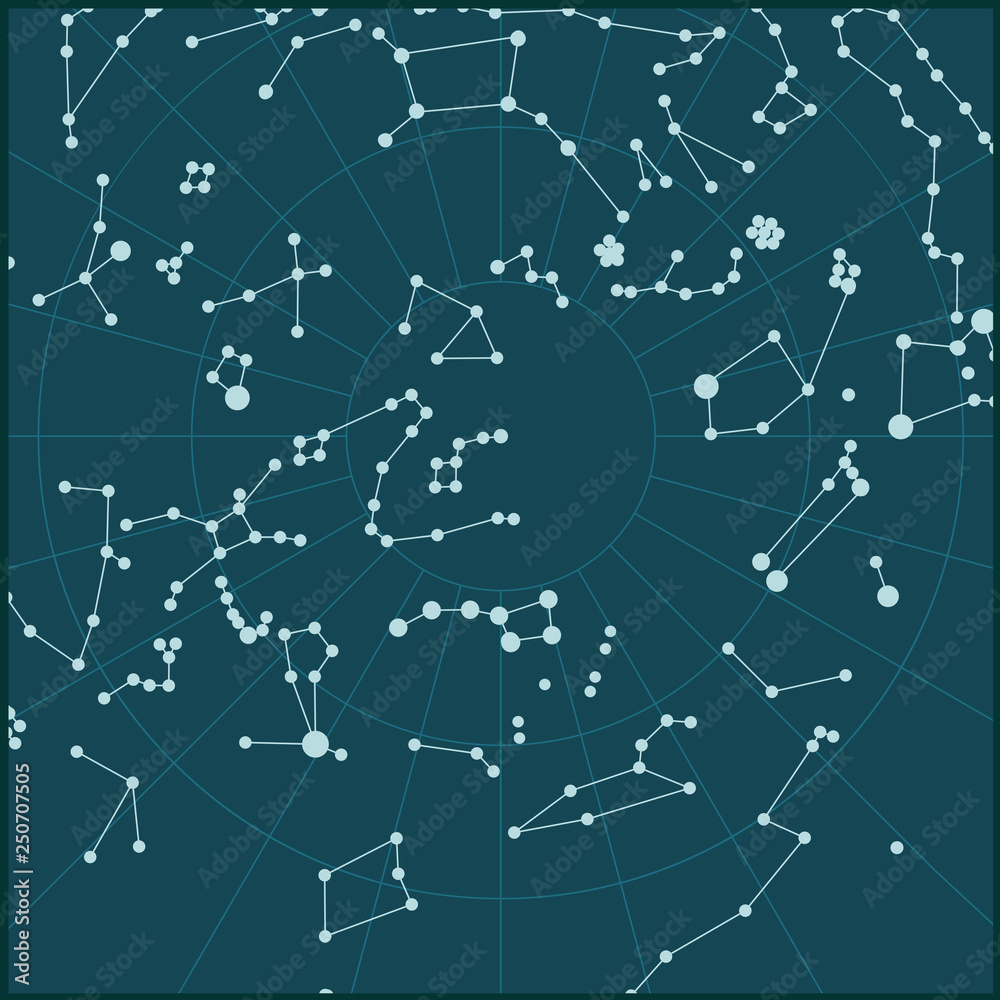 Star map vector illustration. Map of constellations. System star solar ...
