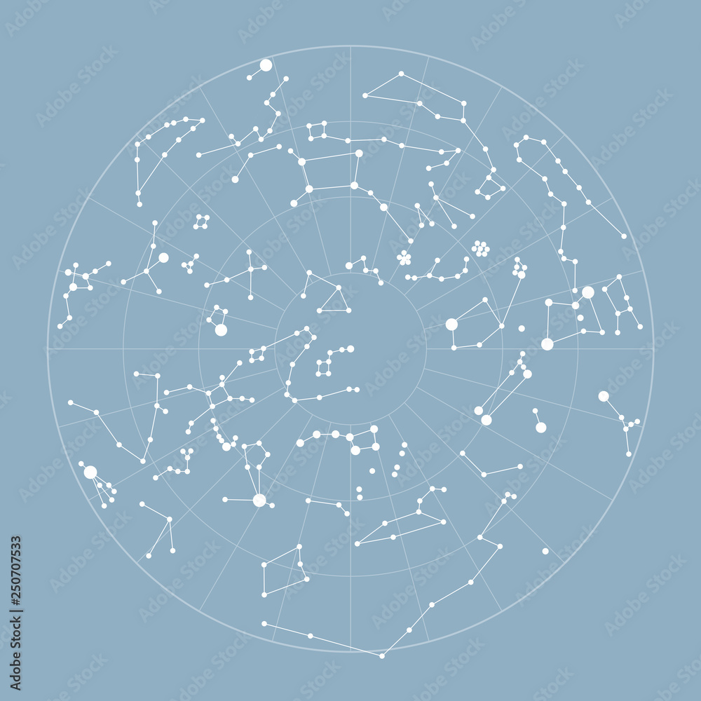 Star map vector illustration. Map of constellations. System star solar ...