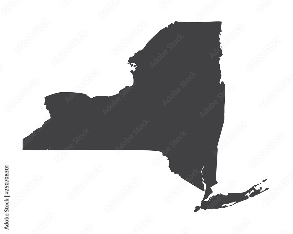 Vector New York state Map silhouette. Isolated vector Illustration ...