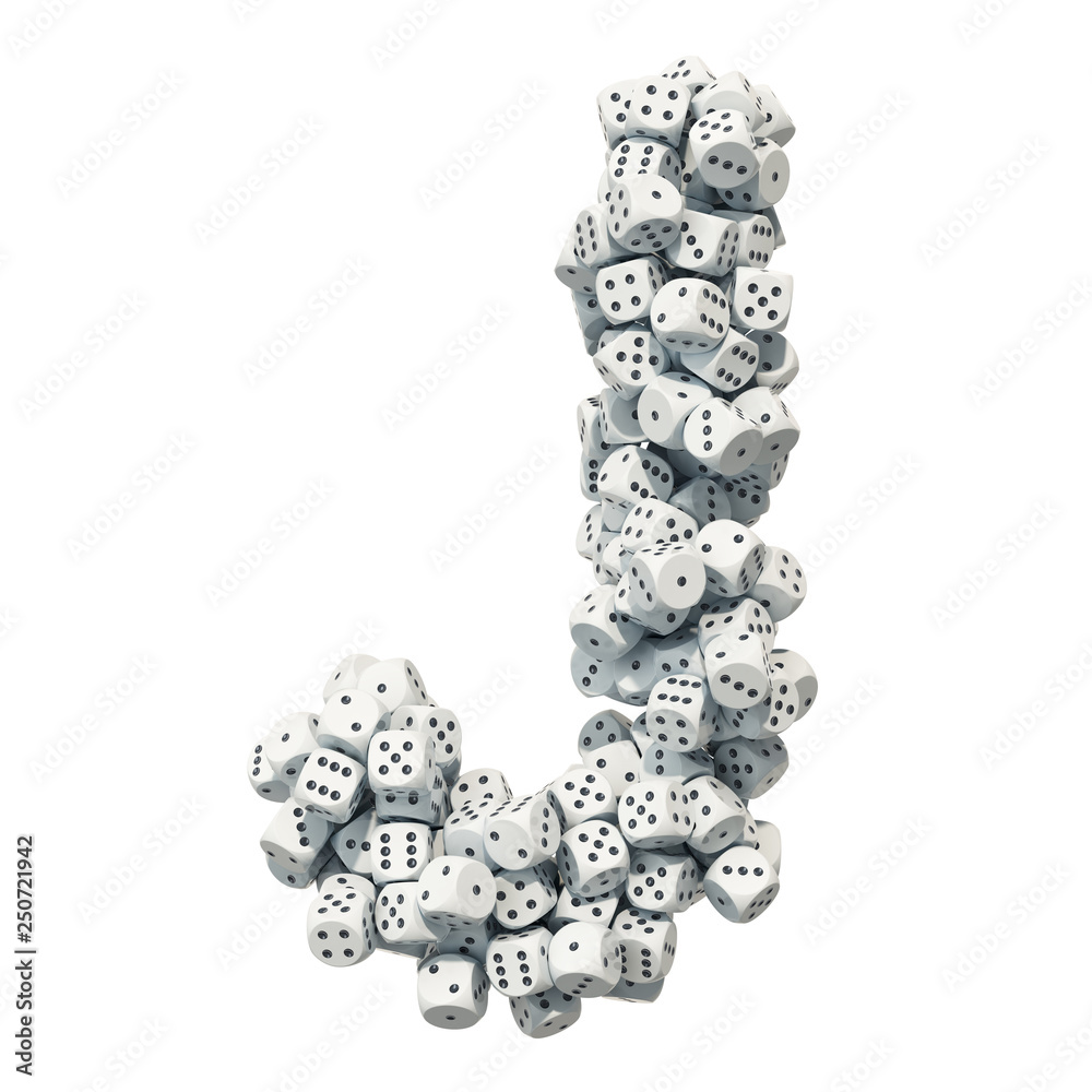 Alphabet letter J, from gambling dice. 3D rendering Stock Illustration ...