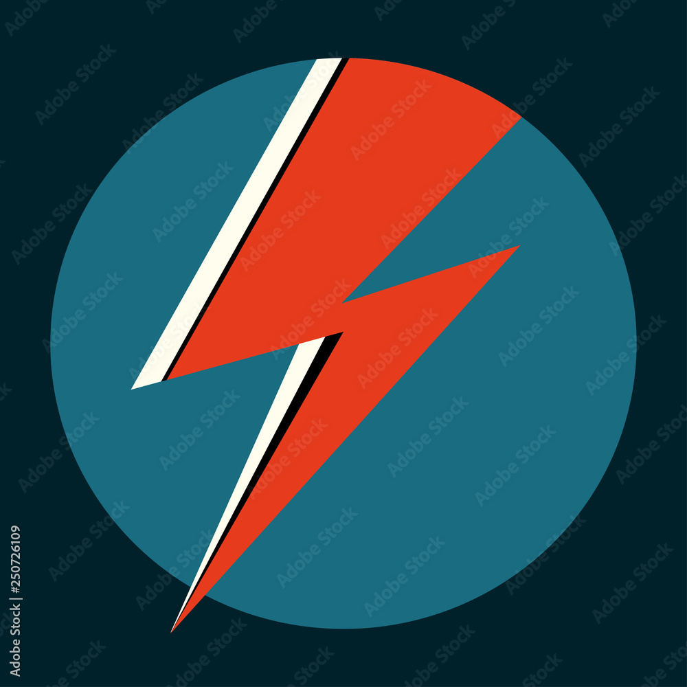 Red flash. Hand drawn vector illustration with lightning in circle for ...