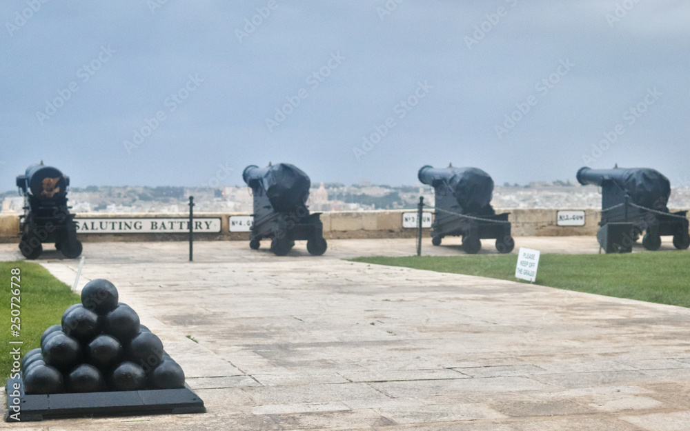 Four heavy Guns and saluting battery in the upper barrakka gardens. In ...
