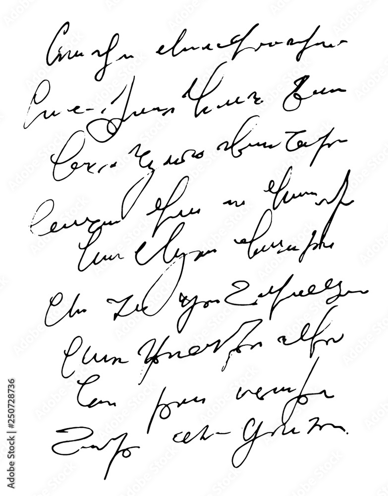 Hand drawn vector illustration of unreadable text white background ...