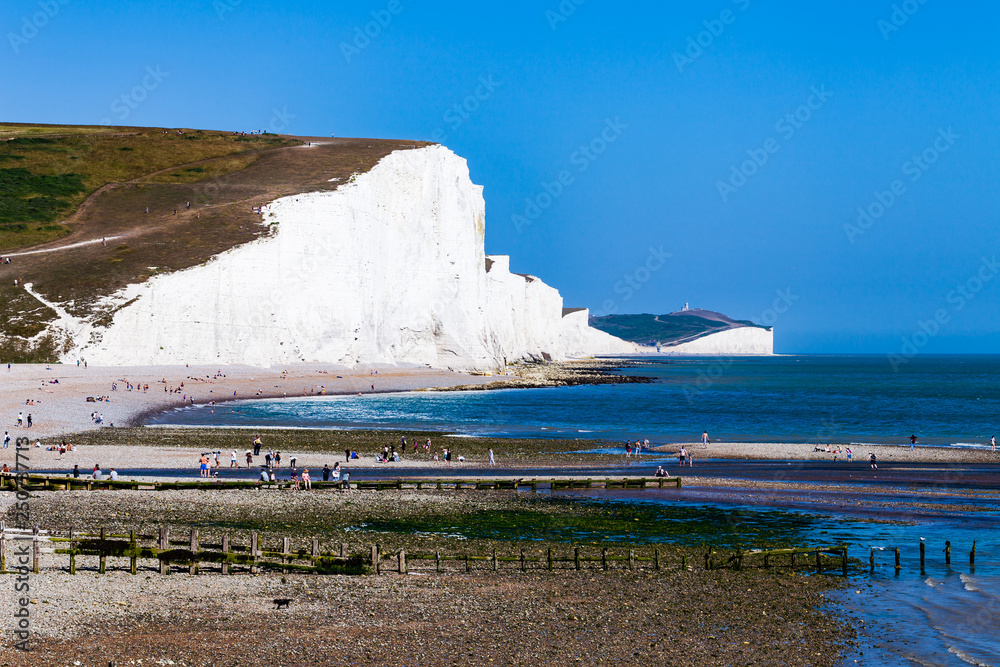 White cliffs of Dover background image. Beautiful sunny day on white ...