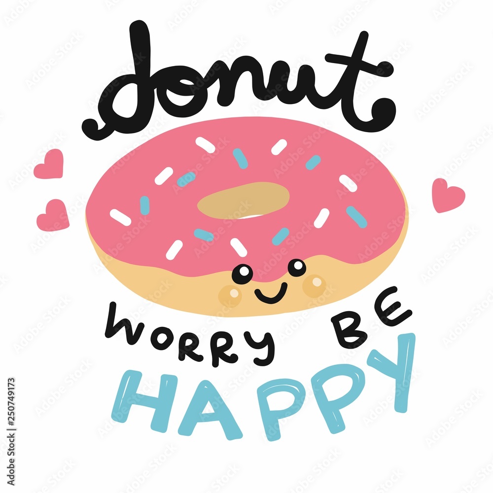Donut worry be happy Cartoon doodle vector illustration Stock Vector ...