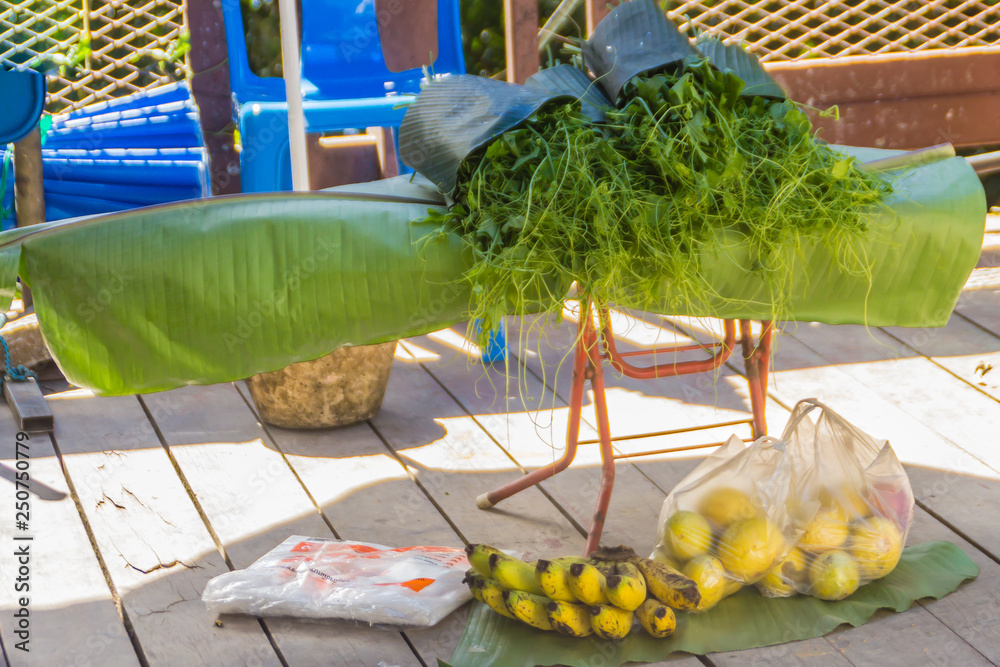 Organic Chayote green shoots for sale in the local market. Chayote ...
