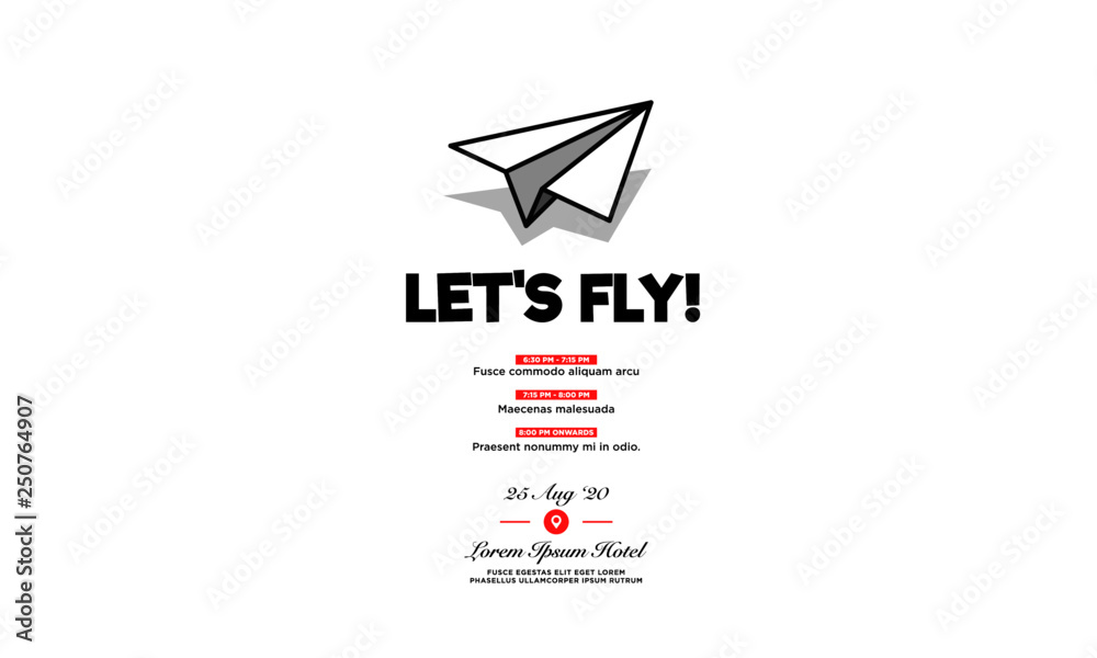 Let's Fly Invitation Design with Where and When Details Stock Vector ...