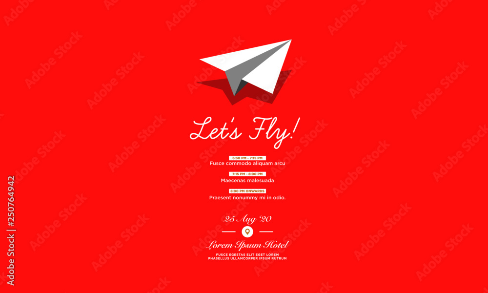 Let's Fly Invitation Design with Where and When Details Stock Vector ...