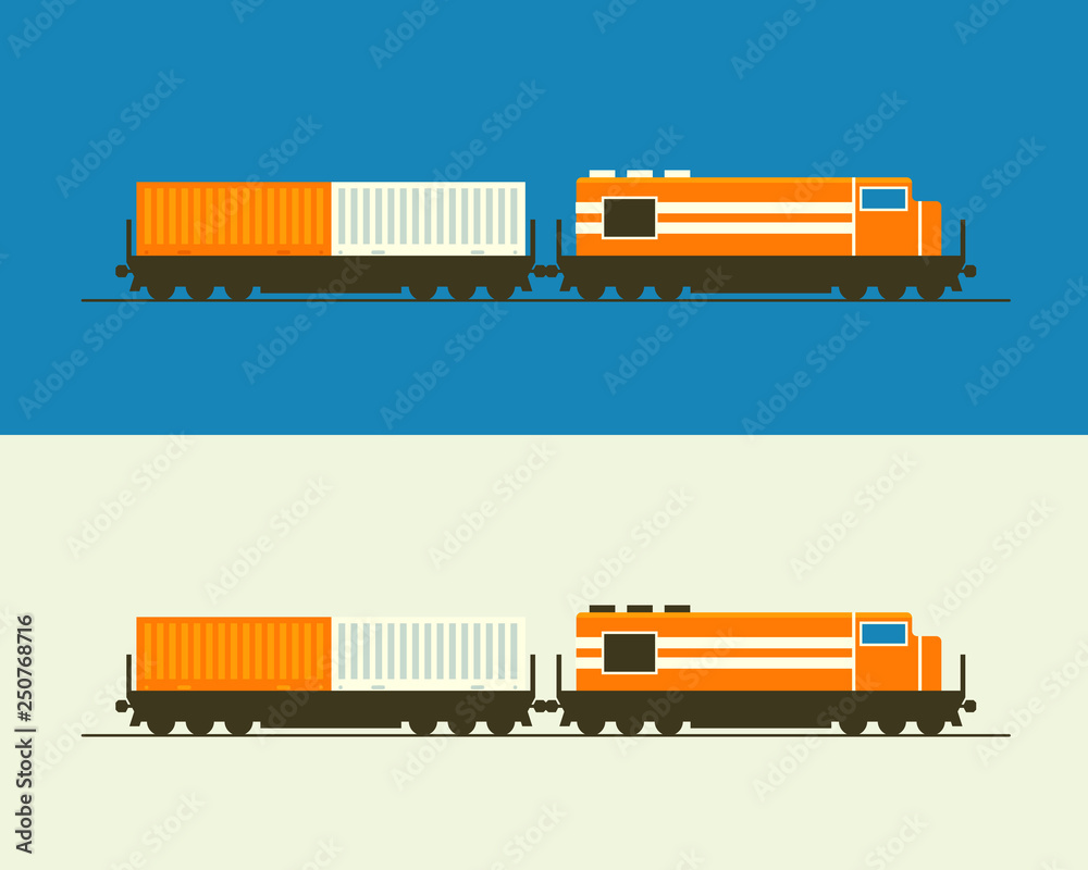 Train with the railway carriage Stock Vector | Adobe Stock