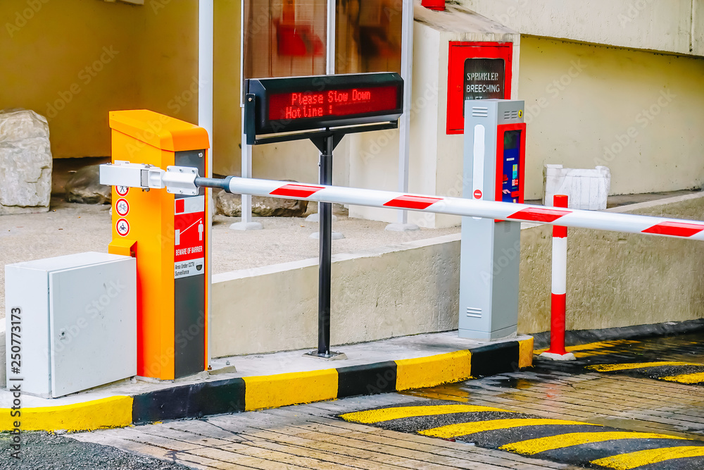Car park barrier, Security system for building access - barrier gate ...