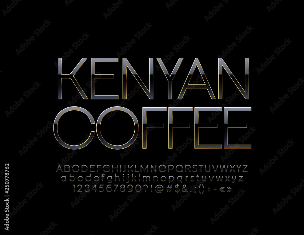 Vector chic Emblem Kenyan Coffee with Black and Golden Font. Unique ...