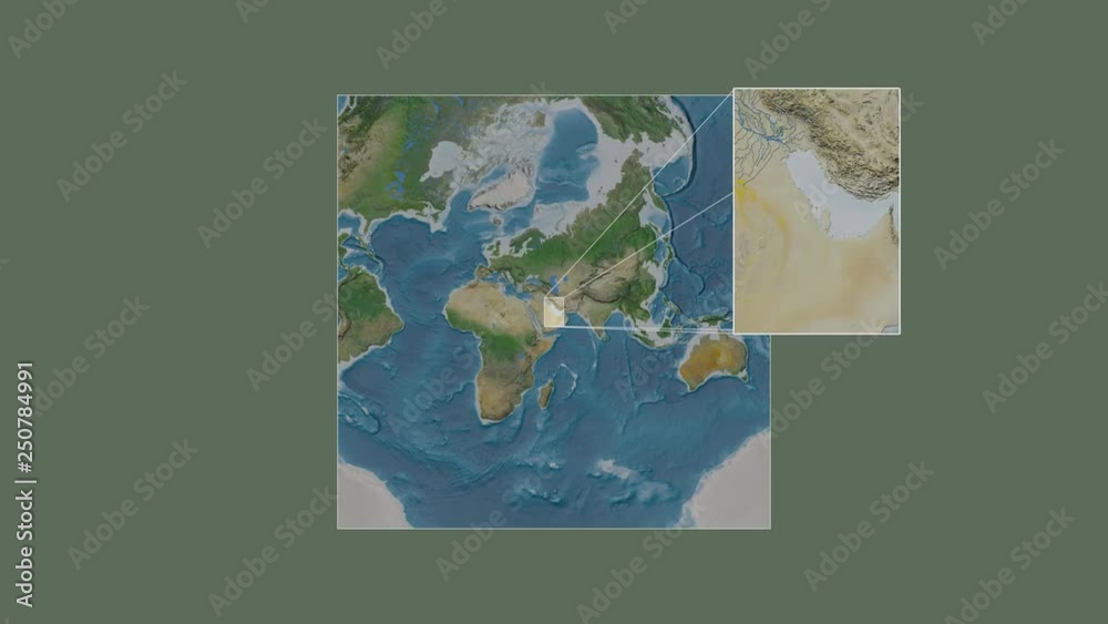 Bahrain area framed and extracted from the global satellite map in the ...