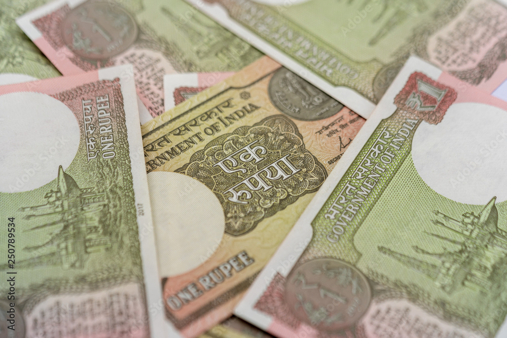 Indian New One Rupee Notes Landscape Stock Photo | Adobe Stock