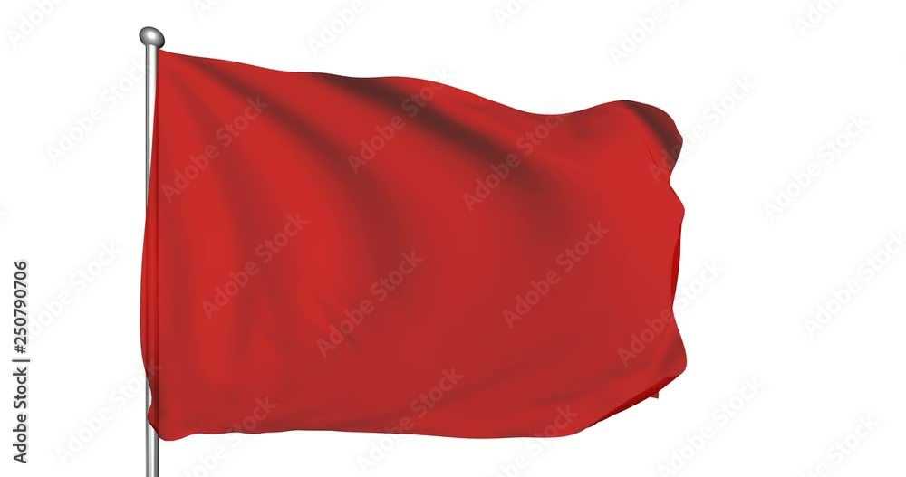 Blank red flag with fabric structure in the wind, with an alpha channel ...