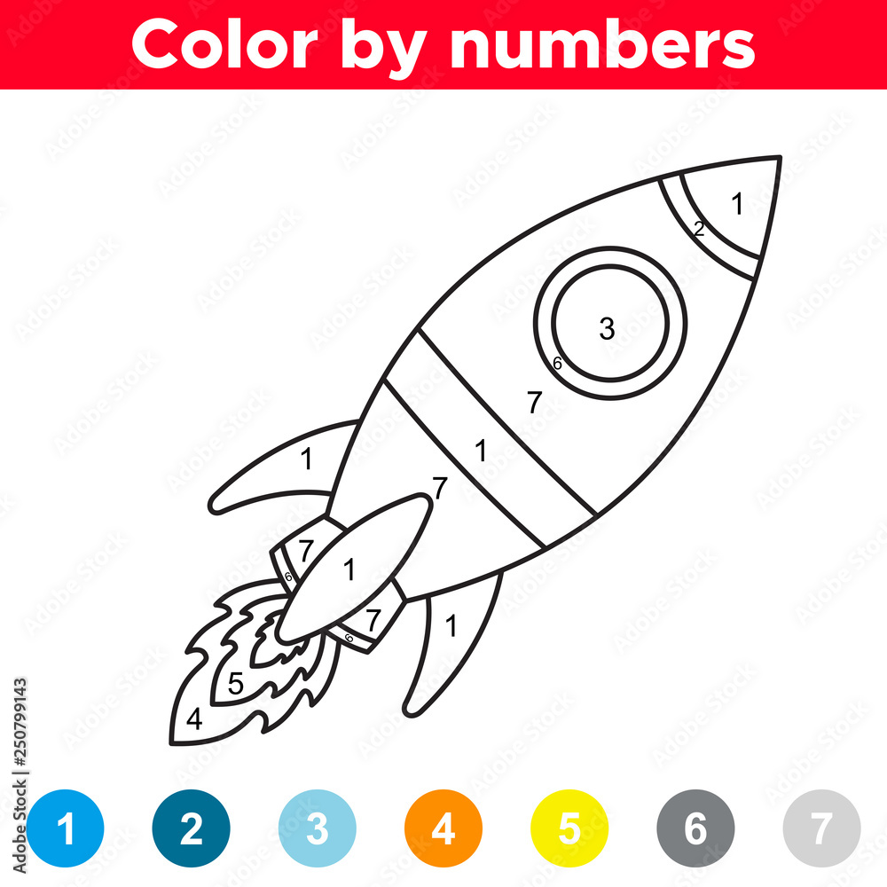 Color by number for preschool and school kids. Coloring page with ...