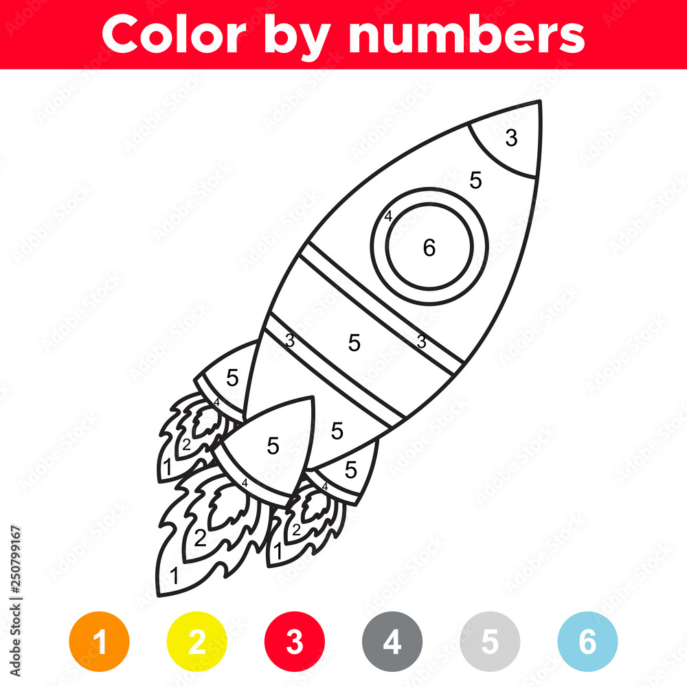 Color by number for preschool and school kids. Coloring page or book ...